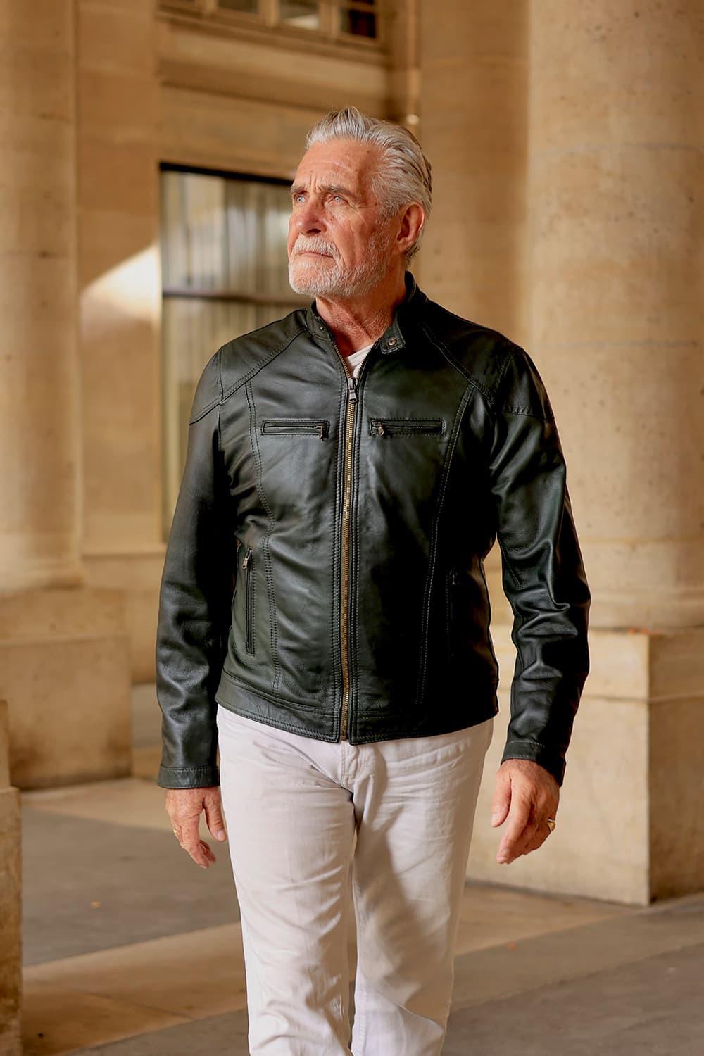 Elton Verde giacca in pelle da uomo | Barone Firenze
